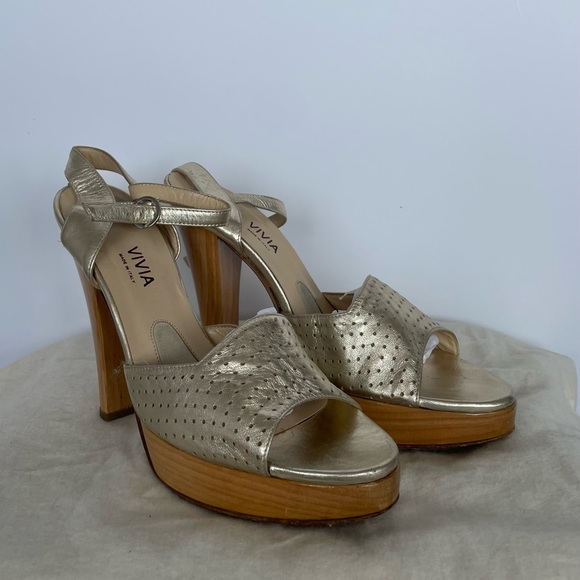 Salvatore Ferragamo | Shoes | Vivia Ferragamo Gold Heeled Sandals ...
